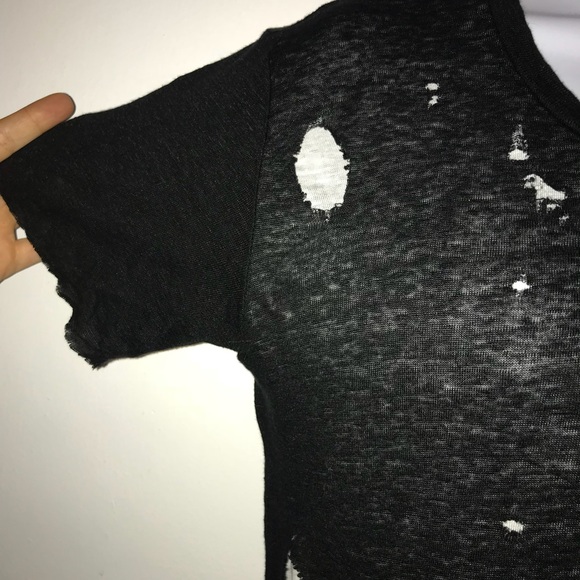 Tops | Whetherly Black And White Ripped T Shirt | Poshmark